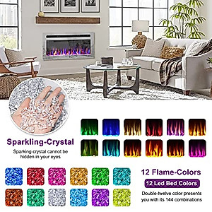 TUAN 31 Inch Electric Fireplace, Recessed and Wall Mounted Fireplace, Fireplace Heater and Linear Fireplace with Timer, Touch Panel and Remote Control, Adjustable 12 Flame Color, 750/1500W