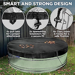 8 ft Pool Cover for Above Ground Pools, Solar Pool Cover with Drawstring Design, Round Pool Cover, Winter Swimming Pool Cover, Hot Tub Cover, Absorbs Heat, Protects from Debris, Black