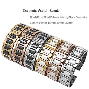 20mm Watch Band High End Watch Bands Black Stainless Ceramic Watch Strap Gold Stainless Steel Watch Wrist Bands Mens Women for Samsung Gear S2 Band