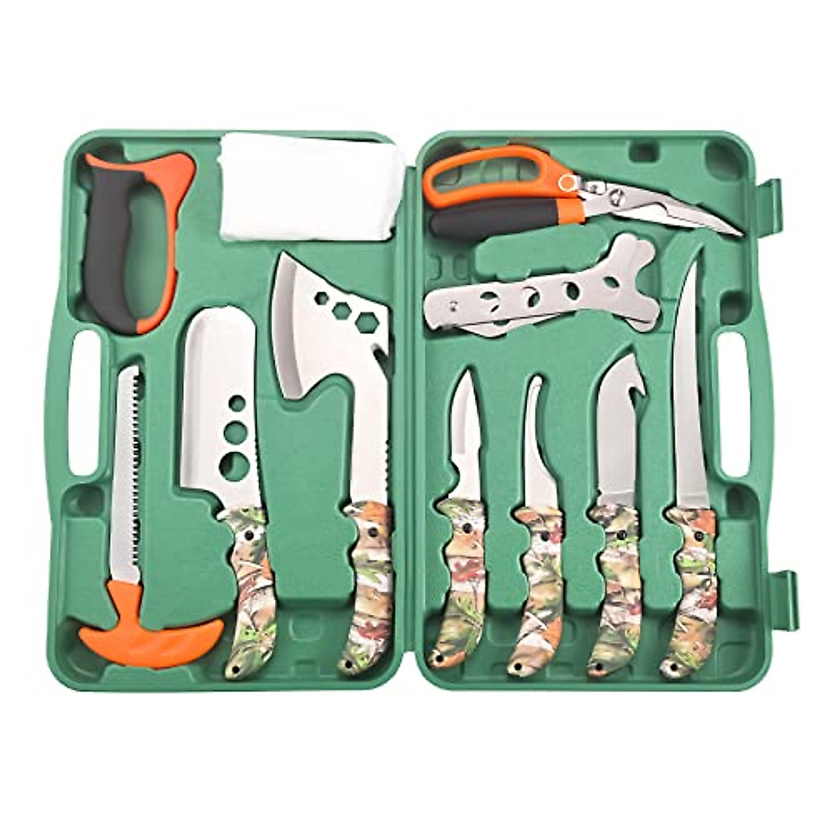 LYTACTICS Hunting Deer Knife Set Field Dressing Kit Forest Portable Butcher Game Processor Set, 12 Pieces