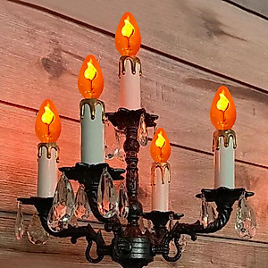 C7 Flickering Flame Light Bulbs, 12 Pack Orange Flickering Light Bulbs E12 Candelabra Base Light Bulbs, 1 Watt Edison Light Bulb for Chandelier Night Light Candle Lamp Christmas Halloween Decoration