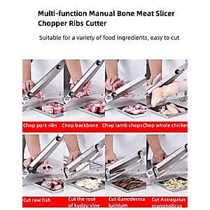 Manual Bone Meat Slicer Chopper Ribs Cutter Double Blade 13.5In Stainless Steel for Fish Chicken Beef Mutton Household Vegetable Food Slicer Slicing Machine