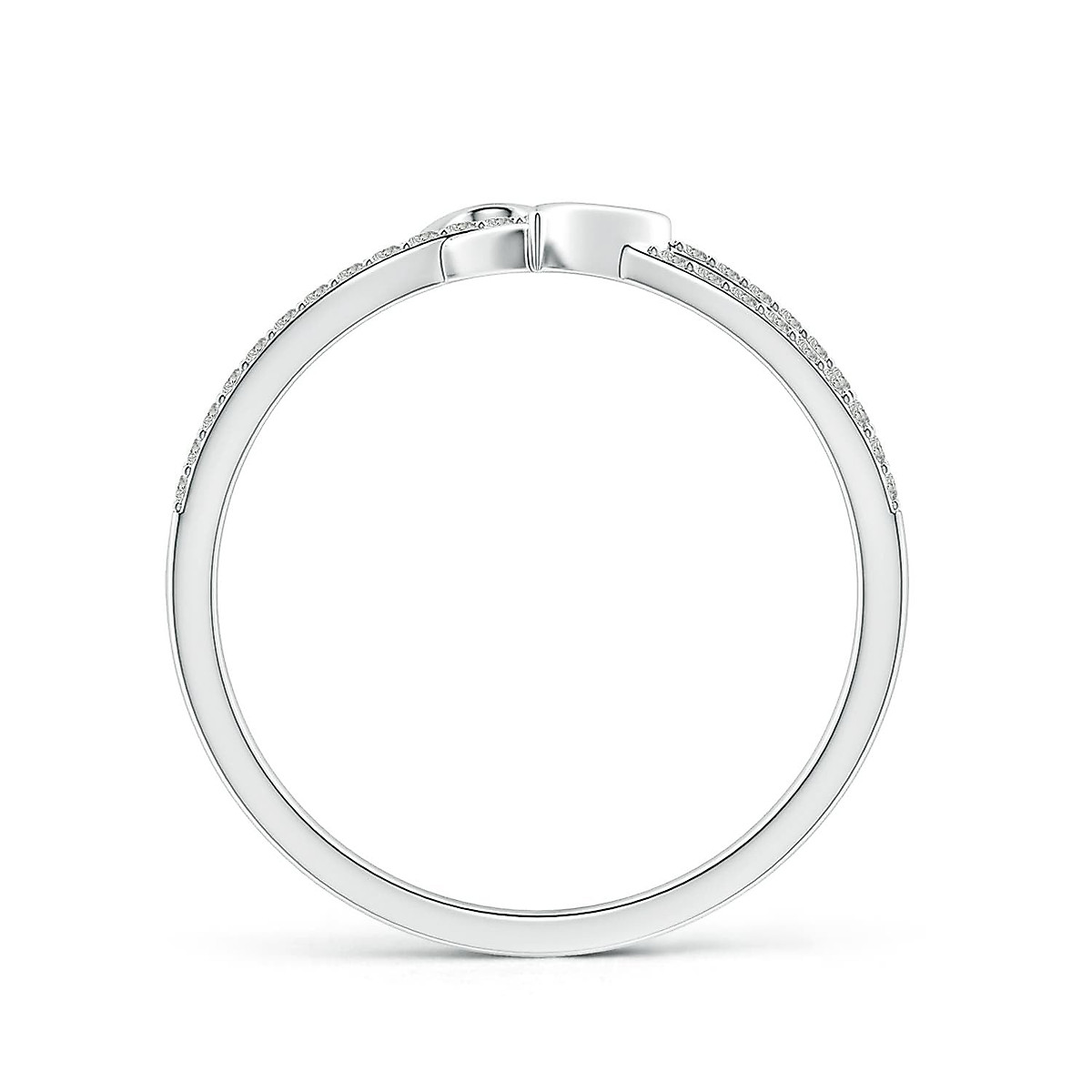 Angara Sterling Silver Natural Diamond Criss Cross Heart Promise Ring For Women (0.15 cttw, Color - K, Clarity - I3) Size 6