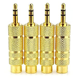 NANYI 4PCS 1/4'' to 3.5mm Stereo Headphone Adapter for Audio Connector Cable, 3.5mm(1/8'') Plug Male to 6.35mm (1/4'') Jack Female Stereo Adapter for Headphone, Amp Adapte