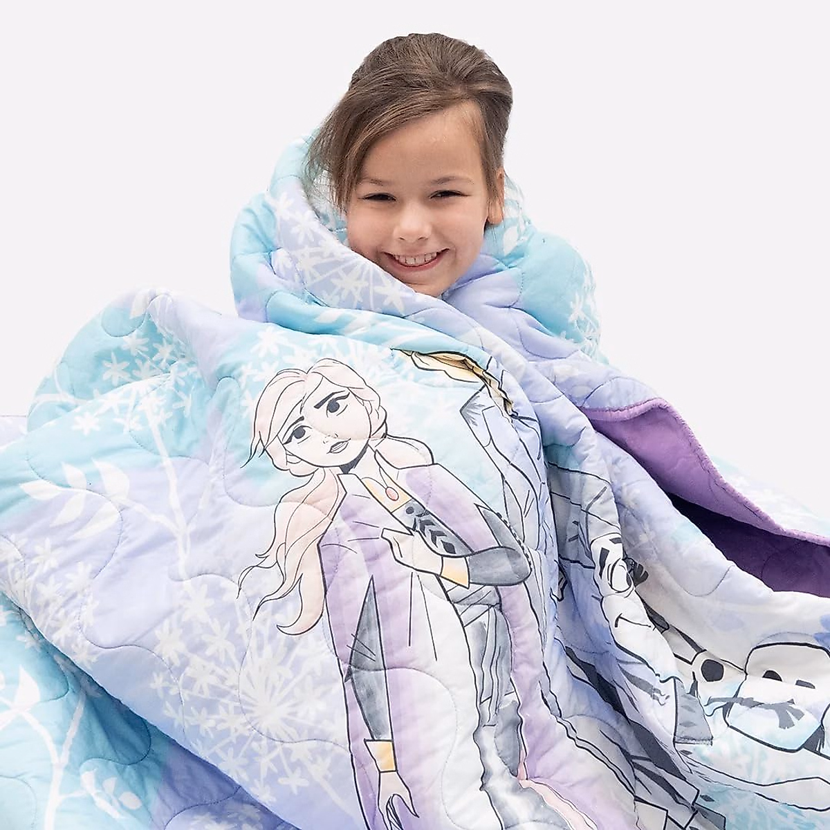 Franco Disney's Frozen 2 Kids Bedding Super Soft Premium Organic Cotton Quilt Coverlet with Sham, 3 Piece Full/Queen Size, (Officially Licensed Product)