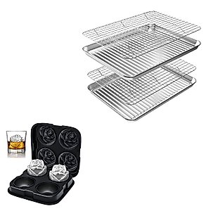 Rose Ice Cube Trays for Whiskey and 16 inches Sheet Pan Baking Sheet