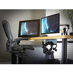 VRGE VR Stand Under Desk Storage Display Hook Organizer - Premium Metal - for Meta Oculus Rift S Quest 2, HTC Vive Pro, Sony Playstation PS5 VR2, Valve Index, Vive Cosmos and Mixed Reality Headsets