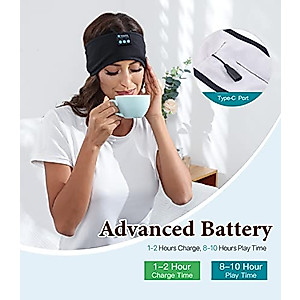 Voerou Sleep Headphones, Adjustable Bluetooth Headband Headphones, Ultra-Long Play Time Sleeping Headphones with Built in HD Hi Fi Speakers, Perfect for Sleep, Workout, Tennis, Yoga, Travel, Insomnia