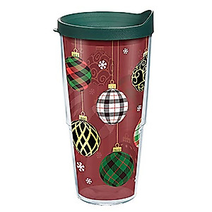 Tervis Plastic Made in USA Double Walled Christmas Holiday Ornaments Insulated Tumbler Cup Keeps Drinks Cold & Hot, 24oz, Clear