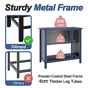 Xilingol 40-50 Gallon Aquarium Stand, Fish Tank Stand with Cabinet for Fish Accessories Storage, Heavy Duty Metal Frame, 990LBS Capacity, Turtle Tank, Reptile Terrariums and Breeder Tank Stand, Black