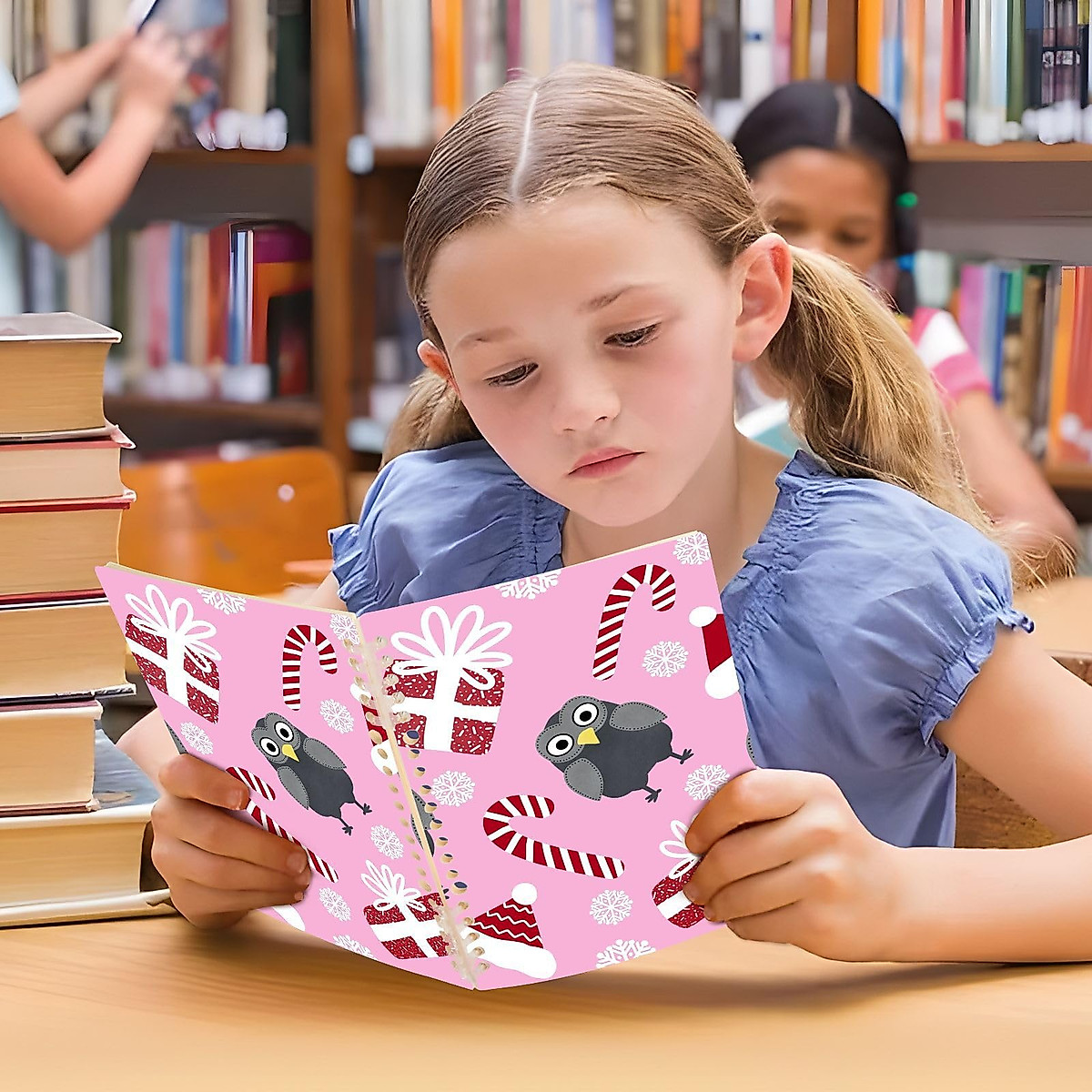 SPRIPORT Christmas Owls Pink Spiral Journal Notebook for Women Men A5 Memo Notepad Sketchbook with Durable Hardcover & 60 Pages Writing Journal for Journaling Boys Grils Study Notes Work School