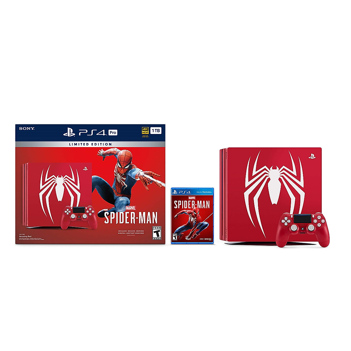 PlayStation 4 Pro 1TB Limited Edition Console - Marvels Spider-Man Bundle [Discontinued] (Renewed)