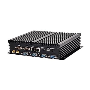 HUNSN Fanless Industrial PC, Mini Computer, Intel Core I3 4005U 4010U 4030U, Windows 11 or Linux Ubuntu, IM04, 2 x HDMI, 2 x LAN, 6 x COM RS232, 4 x USB3.0, 4 x USB2.0, 8G RAM, 256G SSD, 1TB HDD