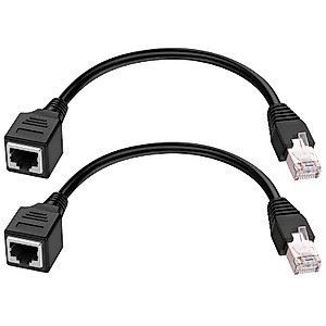 iGreely Ethernet Extension Cable 2Pack Ethernet LAN Male to Female Network Cable RJ45 Cat6 Extension Patch Cable Extender Cord 1FT/30CM CAT6