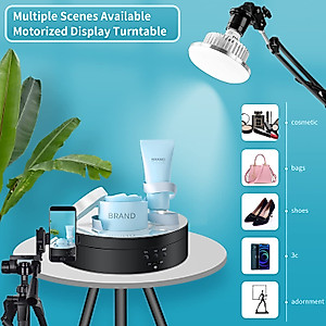 5.4" 360 Degree Motorized Rotating Display Stand Turn Table, 3 Gears Speed Electric Display Turntable with USB Cable for Photography Products Shows, Watch, 3D Models (Black, with PVC Mirror Sticker)