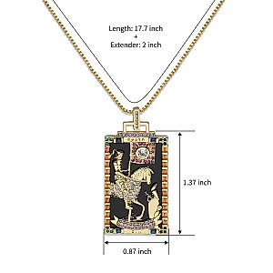 SELENICHAST Tarot Card Necklace Gold Plated Vintage Necklace Good Luck Amulet Tarot Pendant Necklace for Women Men Gifts (Death)