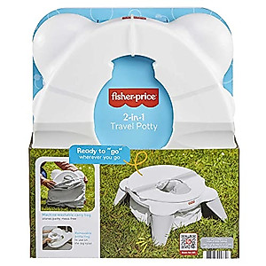 Fisher-Price 2-in-1 Travel Potty – Portable Infant to Toddler Potty Training Toilet and Removable Potty Ring for Travel