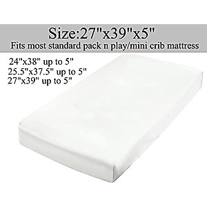 Satin Pack n Play Sheet Set 2 Pack Ultra Soft Silk Fitted Mini Crib Sheets Playard Sheet Protect for Baby Hair and Skin, Pink & White