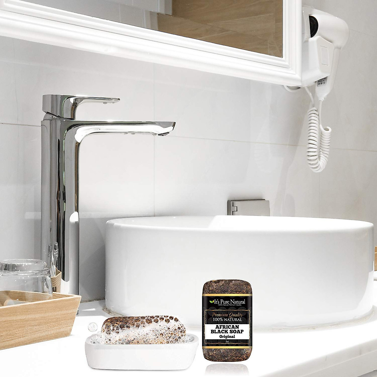 It's Pure Natural African Black Soap Bars Original (Pack of 3) Organic Raw Soap for Face & Body, Acne Treatment & Dark Spot Remover [Made in Ghana]