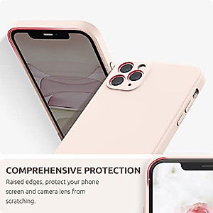 SURPHY Square Design for iPhone 11 Pro Max Case with Camera Protection, Straight Edge Design Liquid Silicone Slim Case, Light Pink