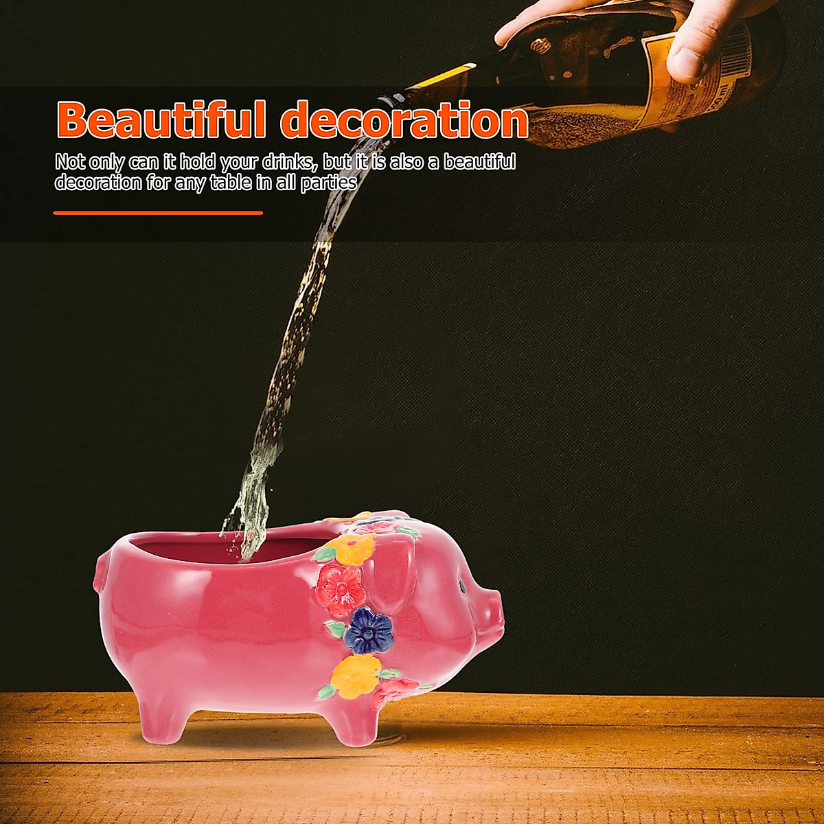 Healifty Wine Glasses Tiki Mugs Pig Ceramic Mug Cocktail Hawaiian Party Mugs Drinkware Exotic Cocktail Glasses for Bar, Punch, and Tropical Drinks 400ml Drinking Glasses