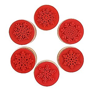 DECORA 6 Pieces Snowflake Floral Wooden Rubber Stamps for Card Making Scrapbooking and Crafts