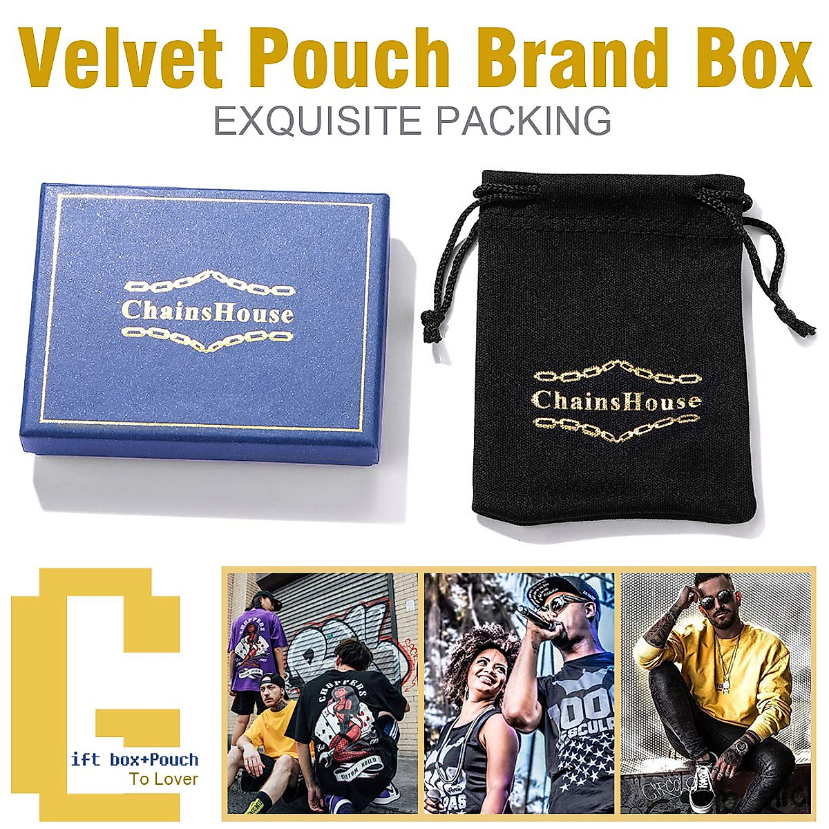 ChainsHouse Cubic Zirconia Classic Iced Out Tennis Bracelet |3mm Stainless Steel Diamond Link Bracelets for Men Women 7.5", Black Color