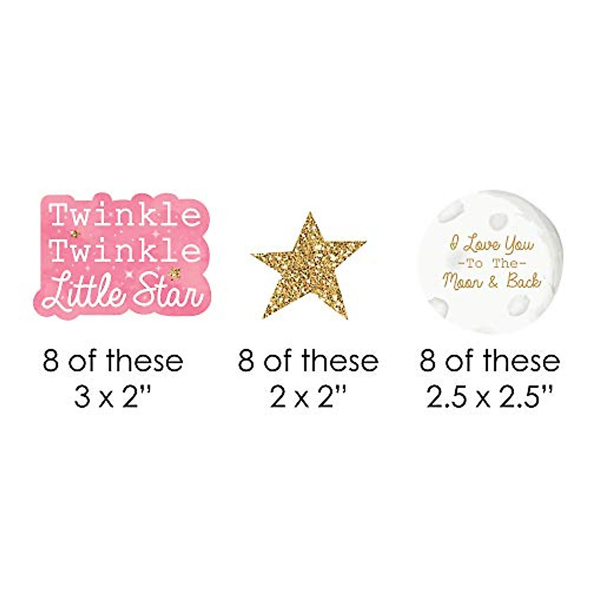 Big Dot of Happiness Pink Twinkle Twinkle Little Star Paper Straw Decor - Baby Shower or Birthday Party Striped Decorative Straws - Set of 24