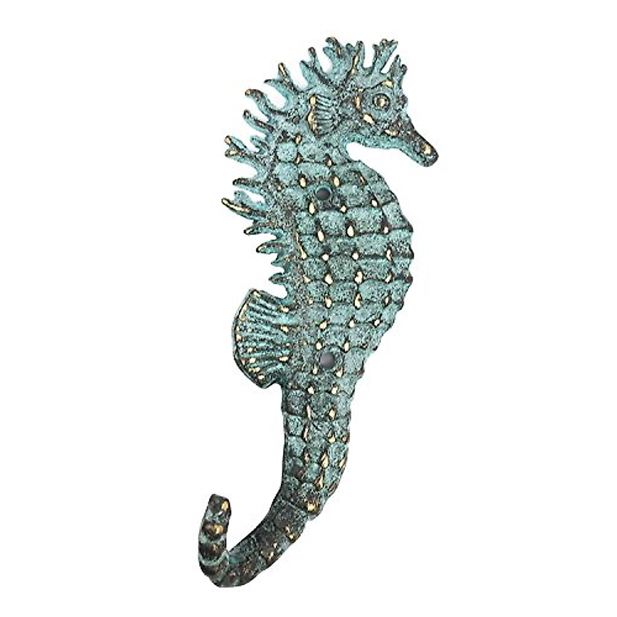 Ebros Coastal Marine Ocean Beautiful Seahorse Single Wall Mounted Brass Coat Hook Figurine Nautical Sea Life Metal Hanger or Hangers or Hooks Decor Sculpture of Seahorses