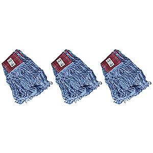 Rubbermaid Commercial Products Super Stich Blend Mop, 5-Inch Blue Headband, Large, Heavy Duty Industrial Wet Mop For Floor Cleaning Office/School/Stadium/Lobby/Restaurant, Pack of 6
