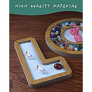 Melonva I Love You Gifts for Him Her L O V E 6" x 6" 4Pcs Mini Japanese Zen Garden for Desk with White Sand Accessories Father's Anniversary Decor Sand Garden Kit for Office