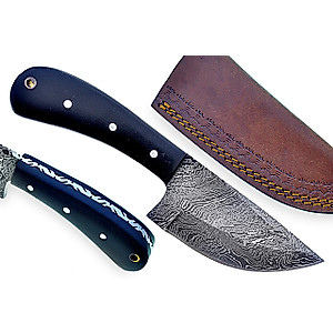 Smart & Sharp Custom Handmade Damascus Steel Hunting Knife/Skinning Knife SS-17333,34 and 35 (Black Micarta)