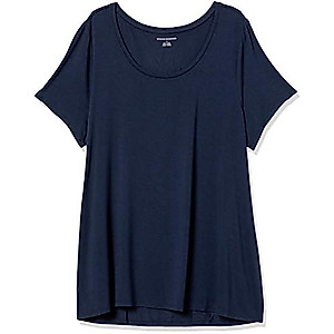 Amazon Essentials Women's Relaxed-Fit Short-Sleeve Scoopneck Swing Tee (Available in Plus Size), Navy, XX-Large