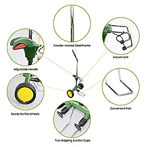 EJWOX Garden Pot Mover with Adjustable Handle - Heavy Duty Plant Dolly Caddy with Sturdy Flat-Free Wheels and Gripping Suction Cups, Max 165 Lbs Weight Capacity