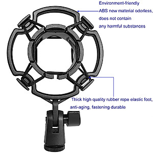 Microphone Shock Mount LUORNG Universal Black Anti-Vibration Mic Holder for 42~46mm/1.65~1.81in Diameter Studio Condenser Mic, Mic Clip Holder