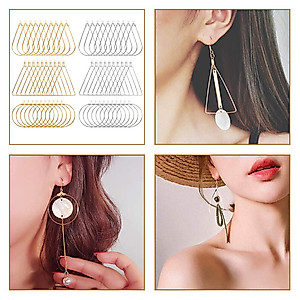 60pcs Earrings Beading Hoop Earring Finding Teardrop Earring Triangle Earring Round Hoop Earring for Jewelry Making DIY Crafts Art Creation Women Gift