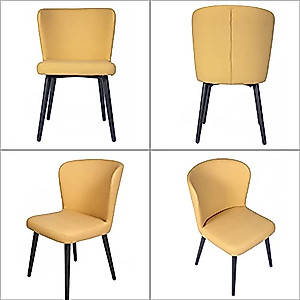 LUCKYERMORE Kitchen Dining Room Chair Set of 2 Leather Chair with Fire Retardant & Water Repellent Vinyl Seat, 400 LBS Weight Capacity Mustard