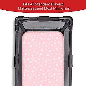 Pack and Play Sheets & Waterproof Terry Pack N Play Mattress Protector Pad Cover 4 Pack, Viscose Made from Bamboo Pack N Play Sheets Set, Grey & Pink