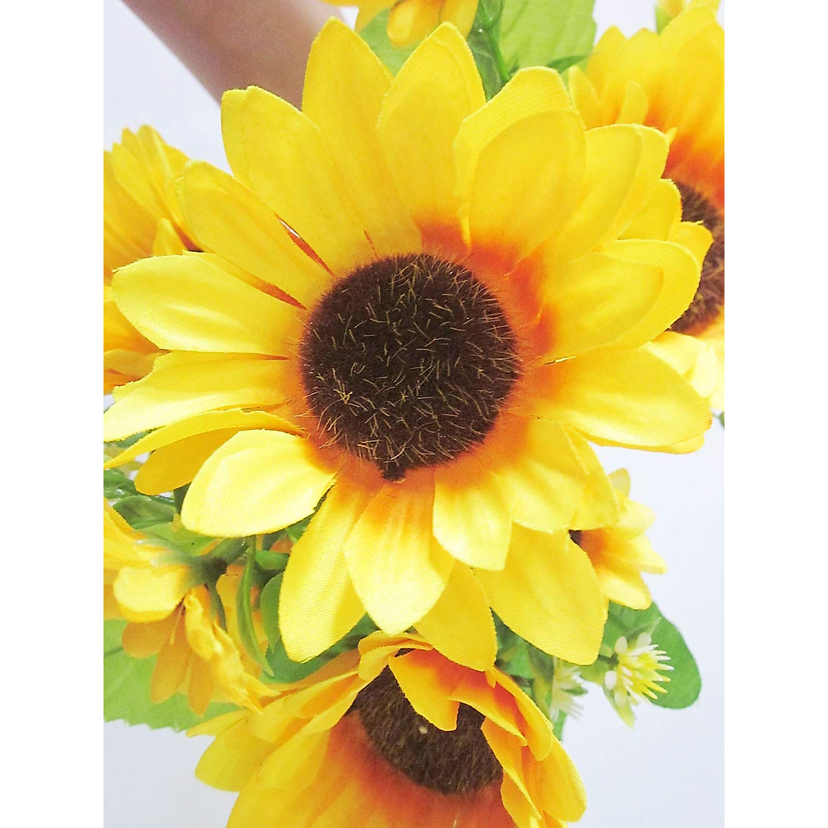 Artfen Artificial Sunflower Bouquet 5 Bunch Artificial Silk Flower Plant Home Hotel Office Wedding Party Garden Craft Art Decor 13 inch High