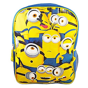 Despicable Me Backpack and Lunch Box for Kids - 6 Pc Bundle with 16" Minions Backpack, Lunch Bag, Minions Stickers, Monster Stickers, Backpack Clip, and More (Despicable Me School Supplies)