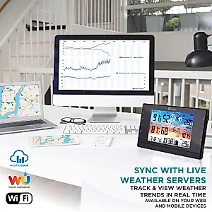 Logia 5-in-1 Wi-Fi Wireless Weather Station with Solar | Indoor/Outdoor Remote Monitoring System,Temperature, Humidity, Wind Speed/Direction, Rain & More, Wireless Console w/Forecast Data, Alerts