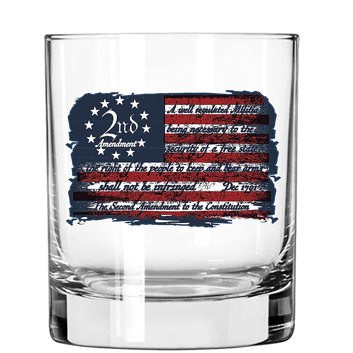 Lucky Shot - 2ND Amendment to The Constitution with USA Flag Whiskey Glass | Second Amendment Gifts For Him Whiskey Glass | Old Fashioned Independence Day Gift Glasses (11 oz)
