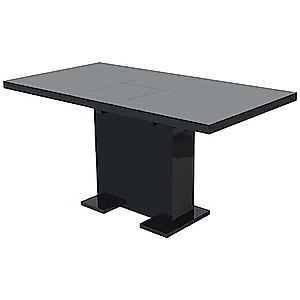 WHOPBXGAD Extendable Dining Table,Restaurant Counter, Kitchen Table, Easy to Assemble Suitable for Small Spaces, Flats, Bars, Restaurants,High Gloss Black