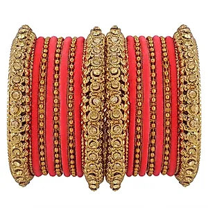 Efulgenz Boho Antique Oxidized Indian Jewellery Tribal Crystal Velvet Bracelet Bangle Set