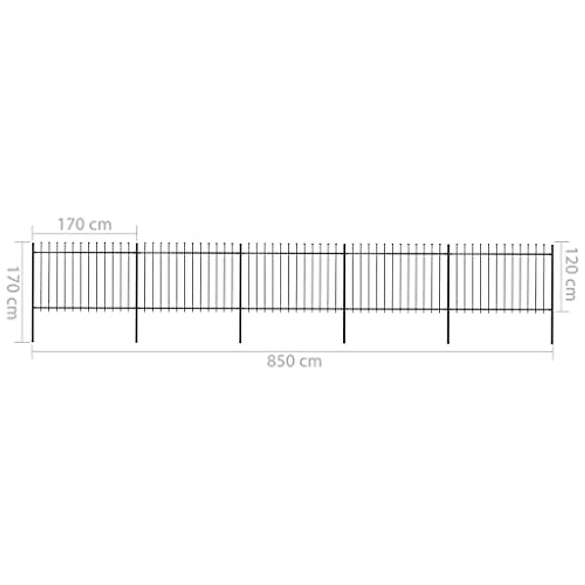 Garden Fence with Spear Top,Garden Fence Border,Portable Fence,Privacy Fence,Fencing for Yard,Private Fence,Garden Fence for Dogs,for Patio,Backyard,Outdoor Pool,Porch,Steel 334.6"x47.2" Black