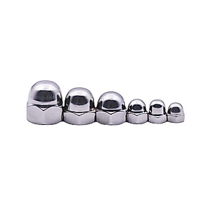 M6-1.0 (50 pcs) Acorn Hex Cap Nuts Metric Dome Head Nuts, 304 Stainless Steel 18-8, Plain Finish, DIN1587