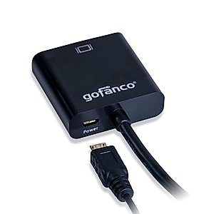 gofanco Active Mini HDMI to VGA Converter (Black) with Micro USB Power Cable for Mini HDMI Enabled Ultrabooks, notebooks, Tablets, Cameras and camcorders to Connect to VGA displays (MiniHDVGA)