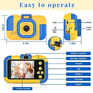Kids Camera for Boys and Girls Age 3-10 Years Old Cameras for Kids with 32GB SD Card 1080P HD Digital Video Cameras for Kids Birthday Electronic Toys Gifts for Toddlers