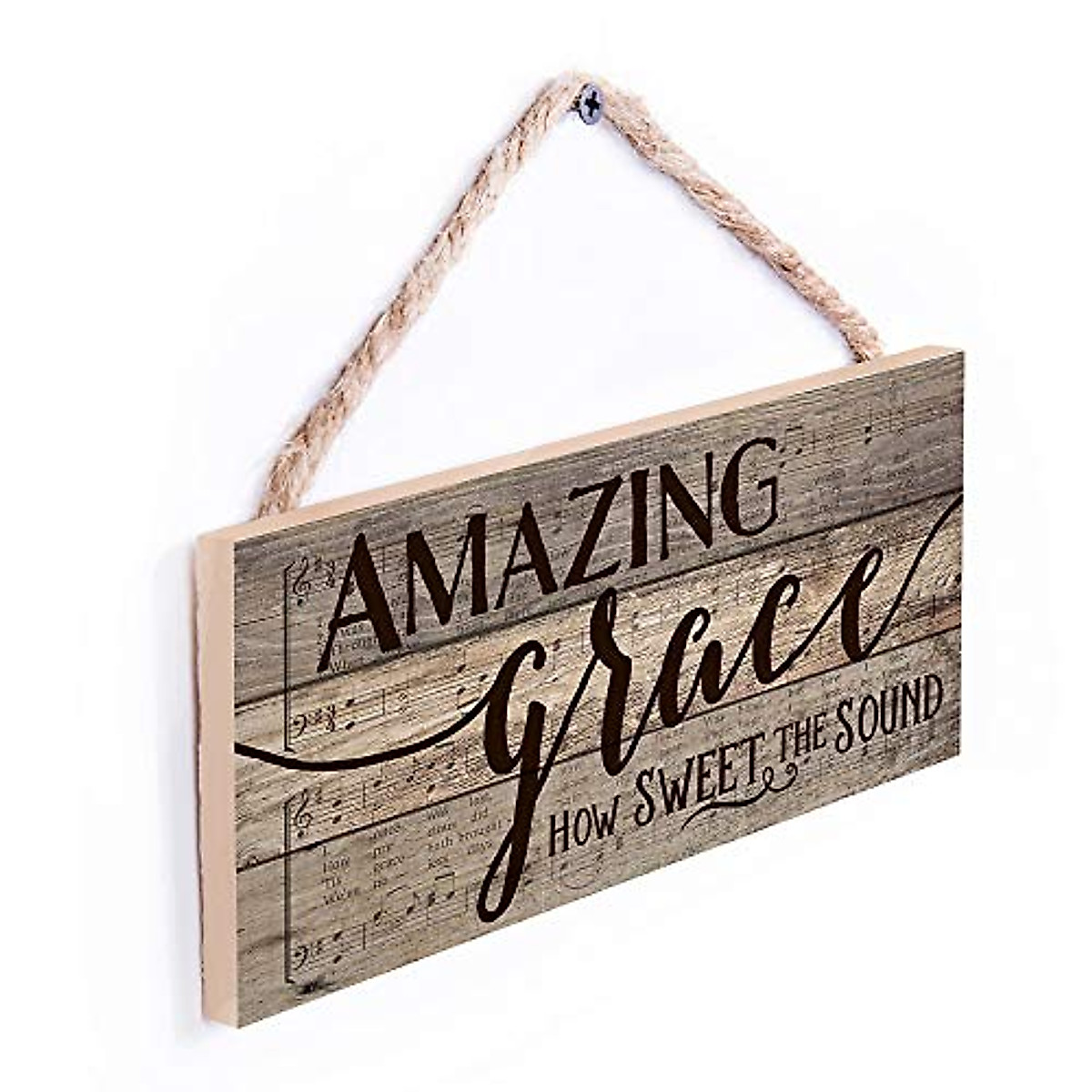 P. Graham Dunn Amazing Grace Rustic Sheet Music Design 5 x 10 Wood Plank Design Hanging Sign