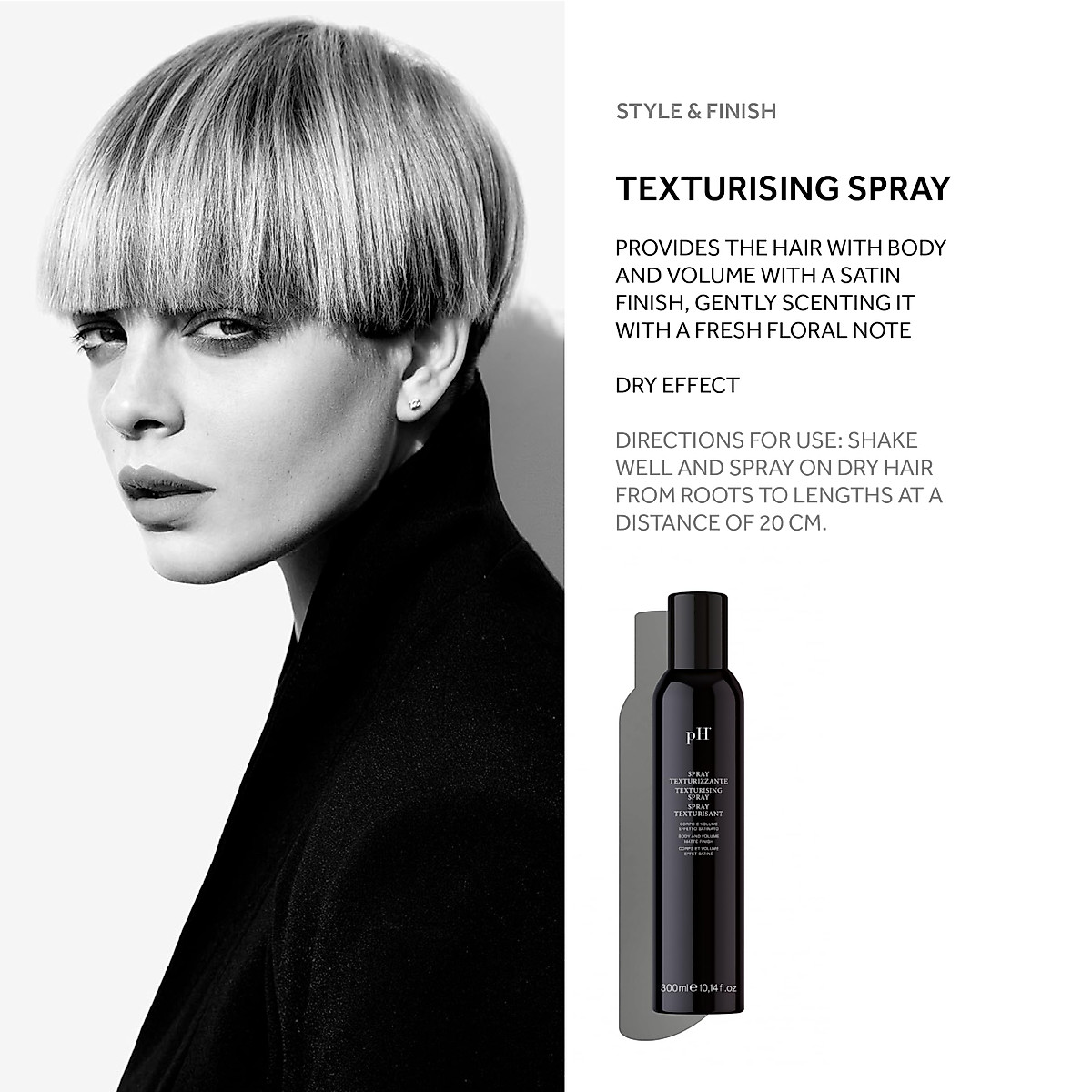 pH PURE HAIR Labs Texturizing Spray for Extra Volume - Matte Finish Hair Spray for Fine & Thin Hair, Refreshes Strands with No Residue, Sulfate & Paraben Free, Floral Scent - 10.14 Oz